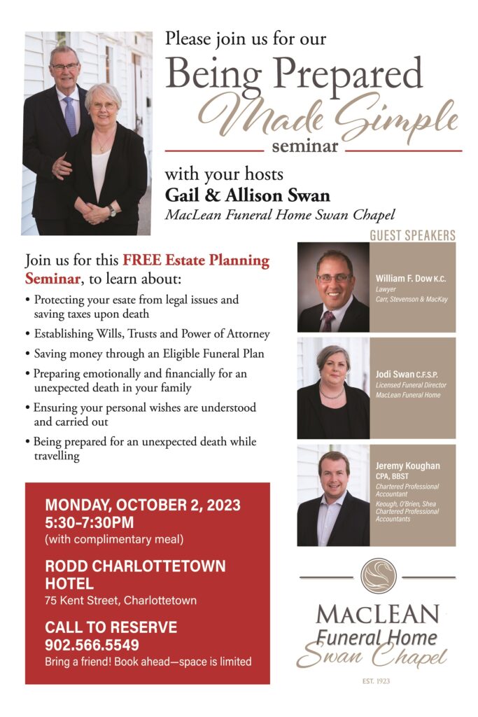 Events - MacLean Funeral Home Swan Chapel